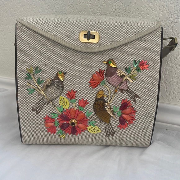 Vintage | Bags | Vintage Bejeweled Box Bag Bird Handbag Jeweled Flower ...